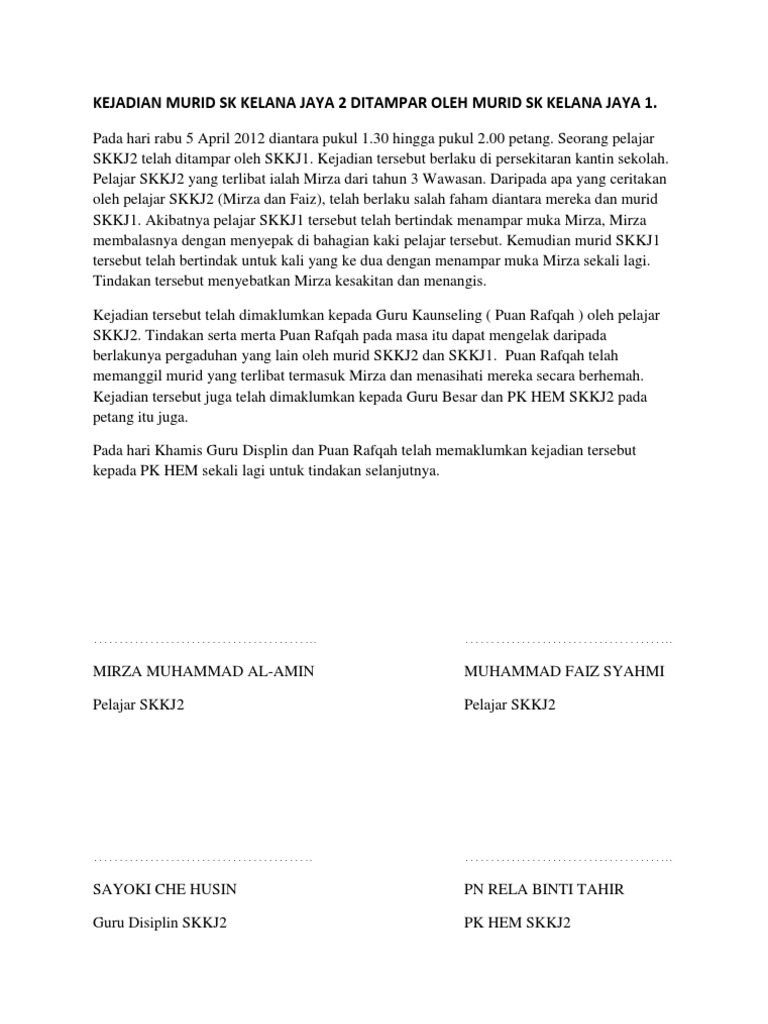 Insiden Murid Ditampar di SKKJ | PDF