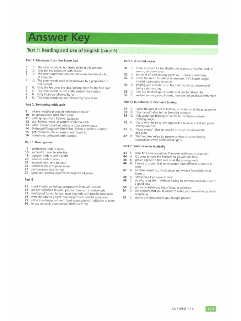 Answer Keys | PDF