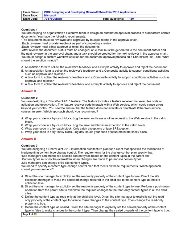 SharePoint 2010 Exam 70-576 Overview | PDF | Career & Growth