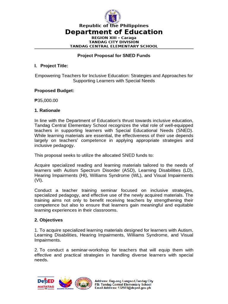 Inclusive Education Project Proposal | PDF | Inclusion (Education ...