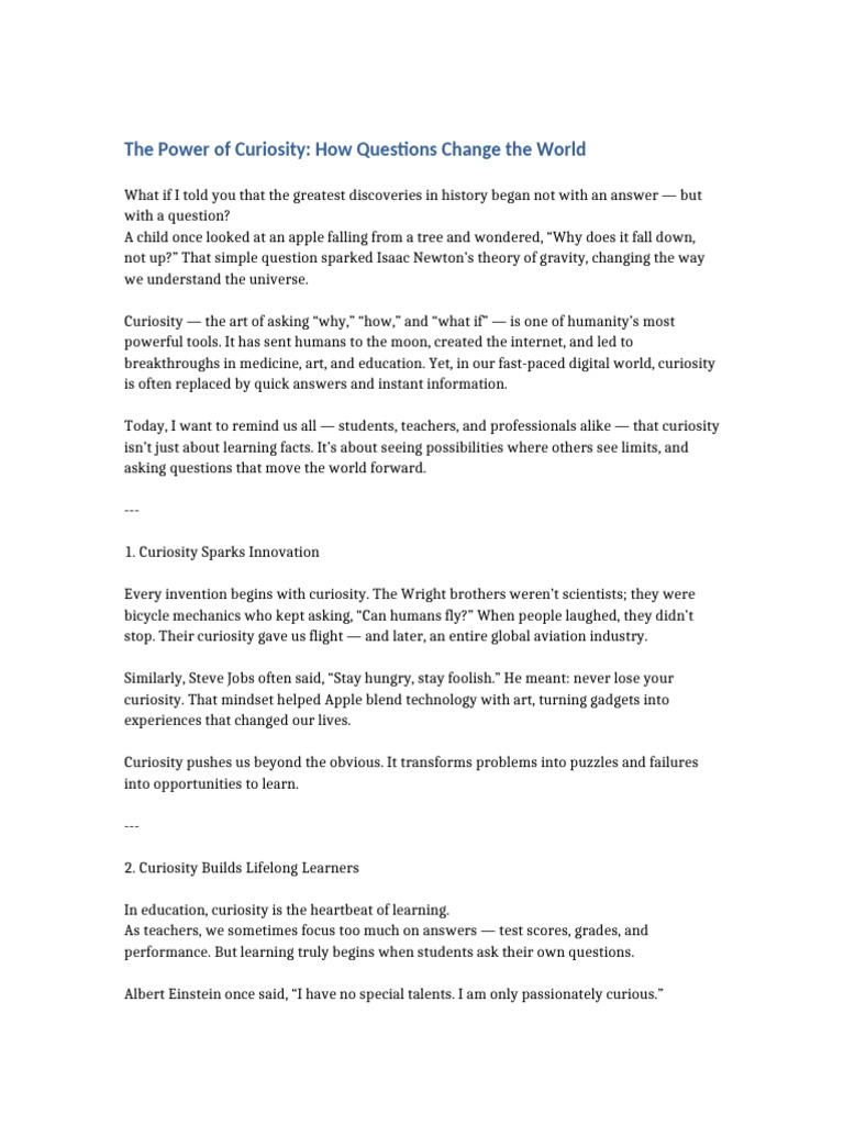 Curiosity: The Key to Innovation | PDF | Curiosity | Behavior Modification