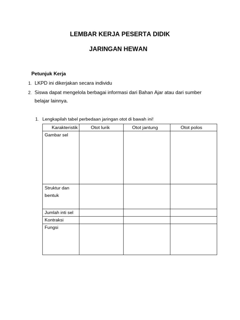 Lks Struktur Hewan | PDF