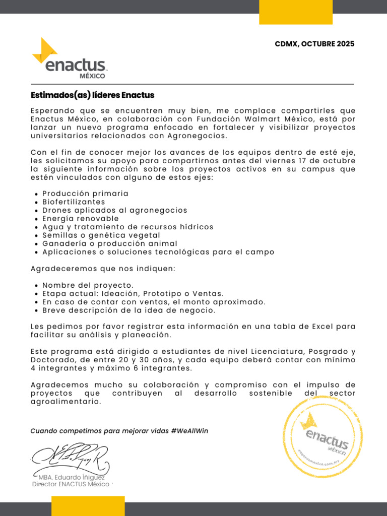 Carta Enactus - Agro | PDF