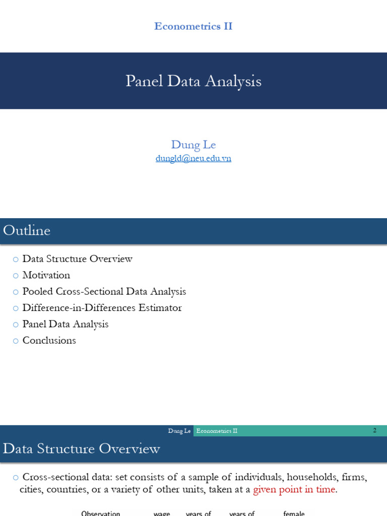 Panel Data Analysis in Econometrics | PDF | Fixed Effects Model ...