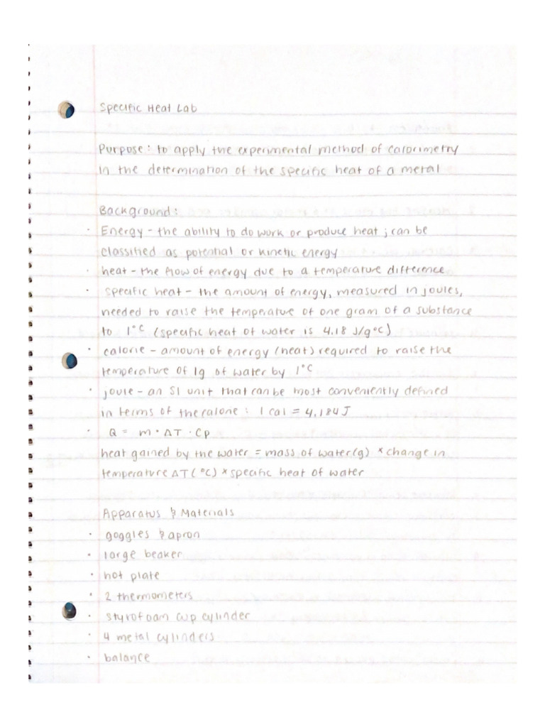 Specific Heat Lab | PDF