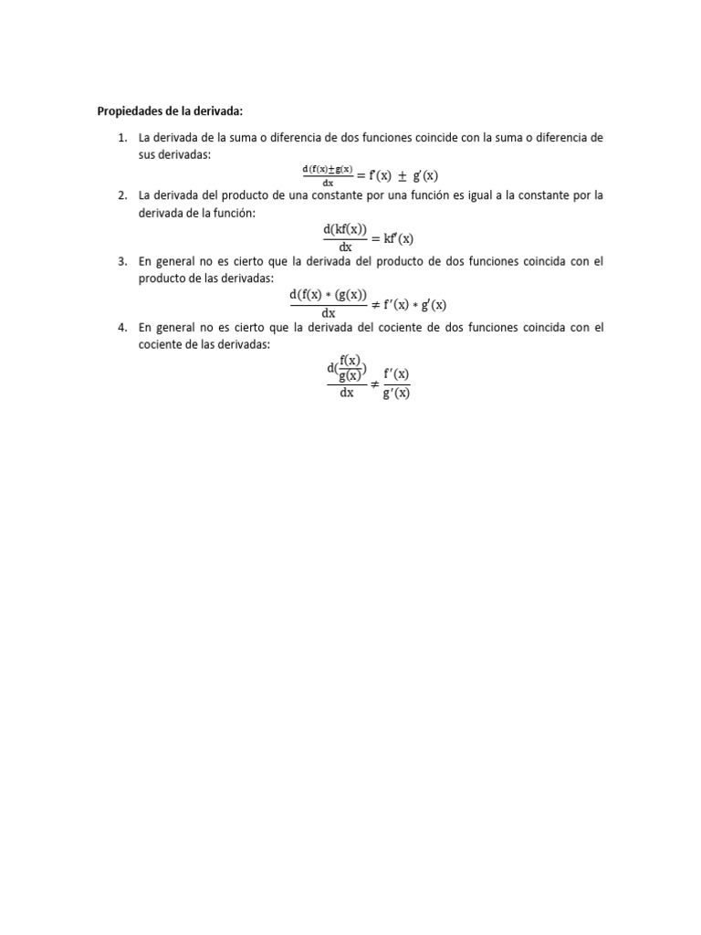 U4 C Propiedades de La Derivada | PDF