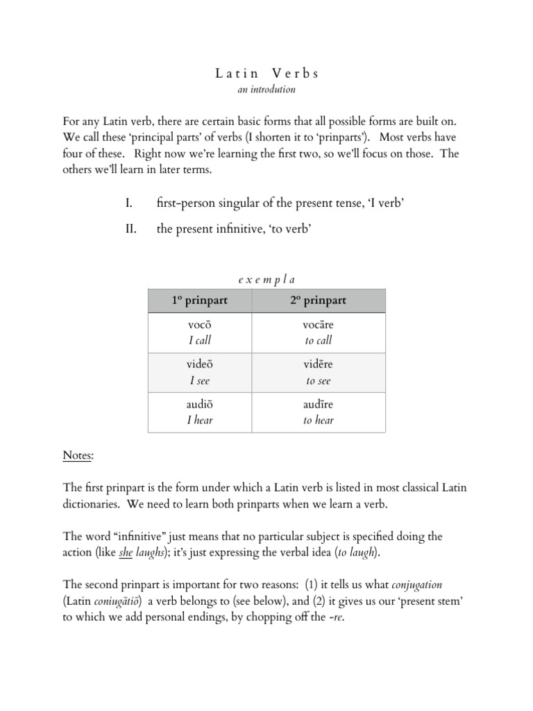 Latin Verbs: Principal Parts Overview | PDF | Grammatical Conjugation ...