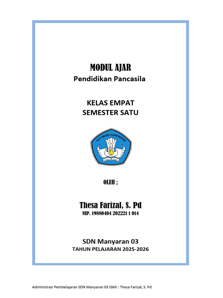 Modul Ajar PPKn Kelas 4 SDN Manyaran 03 | PDF