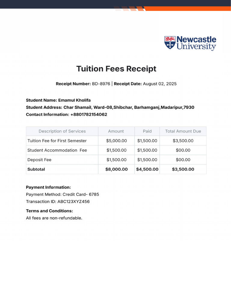 Fees Receipt | PDF