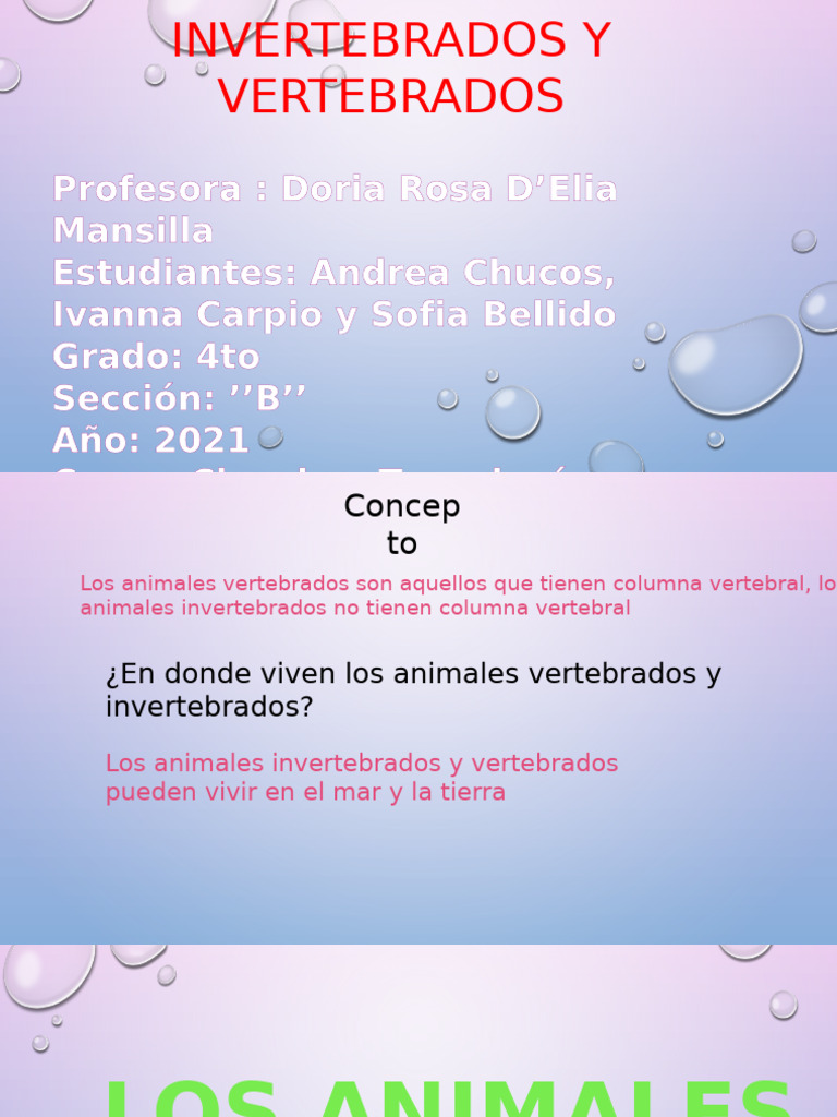 Animales Vertebrados e Inbertebrados | PDF