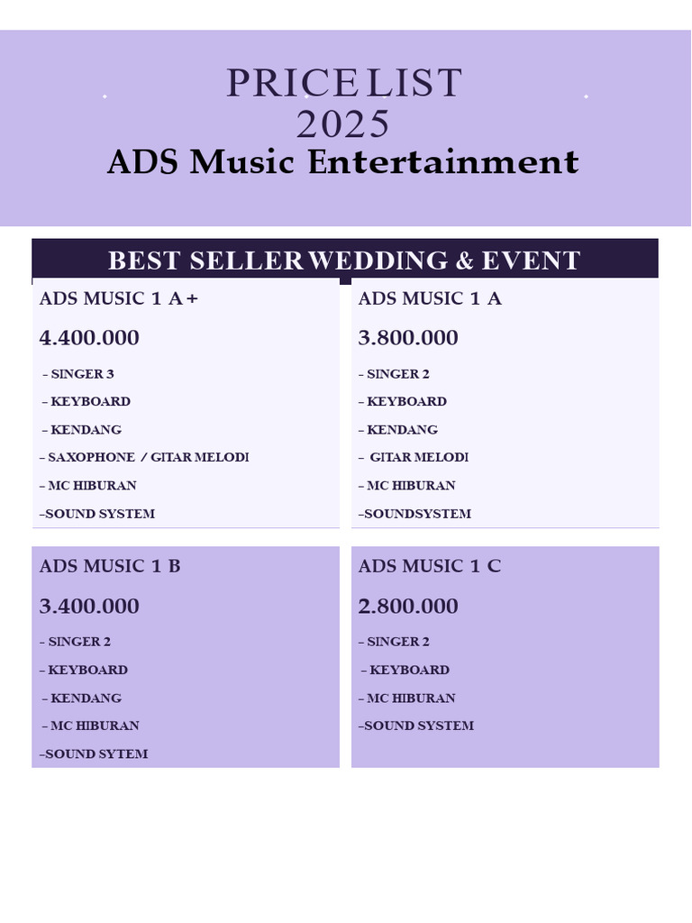 2025 ADS Music Entertainment Price List | PDF | Musical Instruments ...
