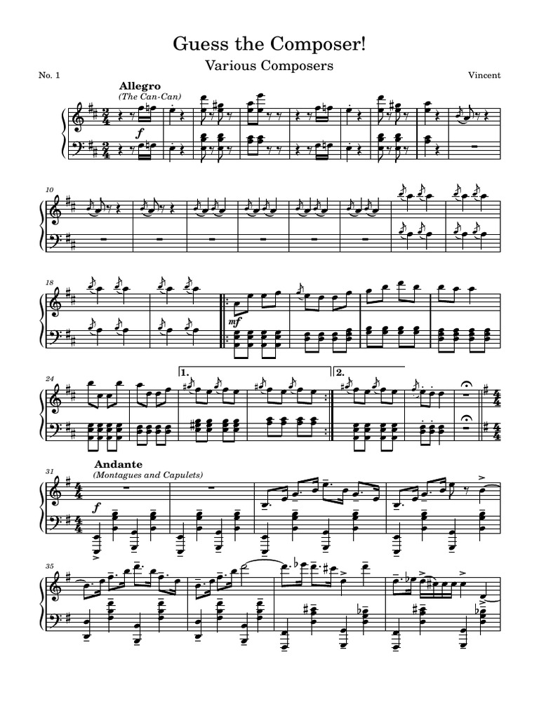 Various Composers - Guess The Composer! (No. 1) | PDF