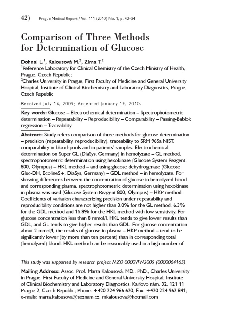 Comparison of Three Methods Glucose | PDF