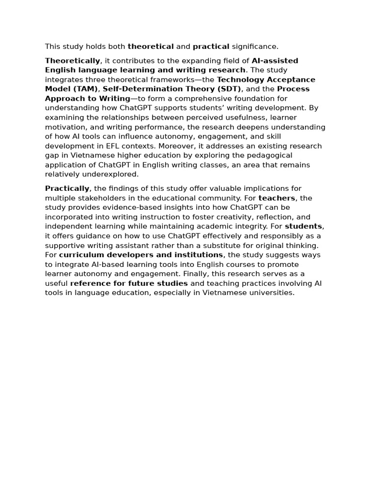 This Study Holds Both Theoretical and Practical Significance | PDF