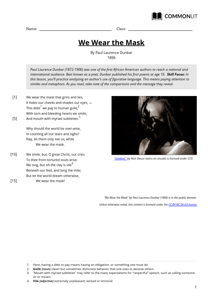 Dunbar-We Wear The Mask | PDF