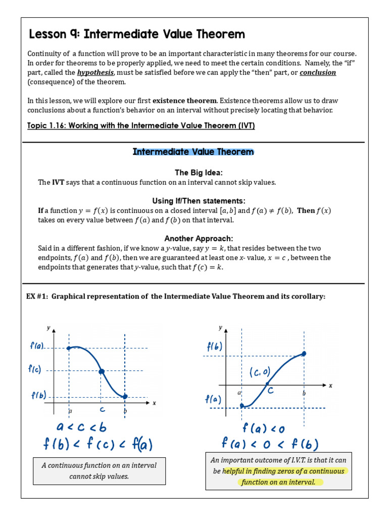 Understanding the Intermediate Value Theorem | PDF | Theorem ...