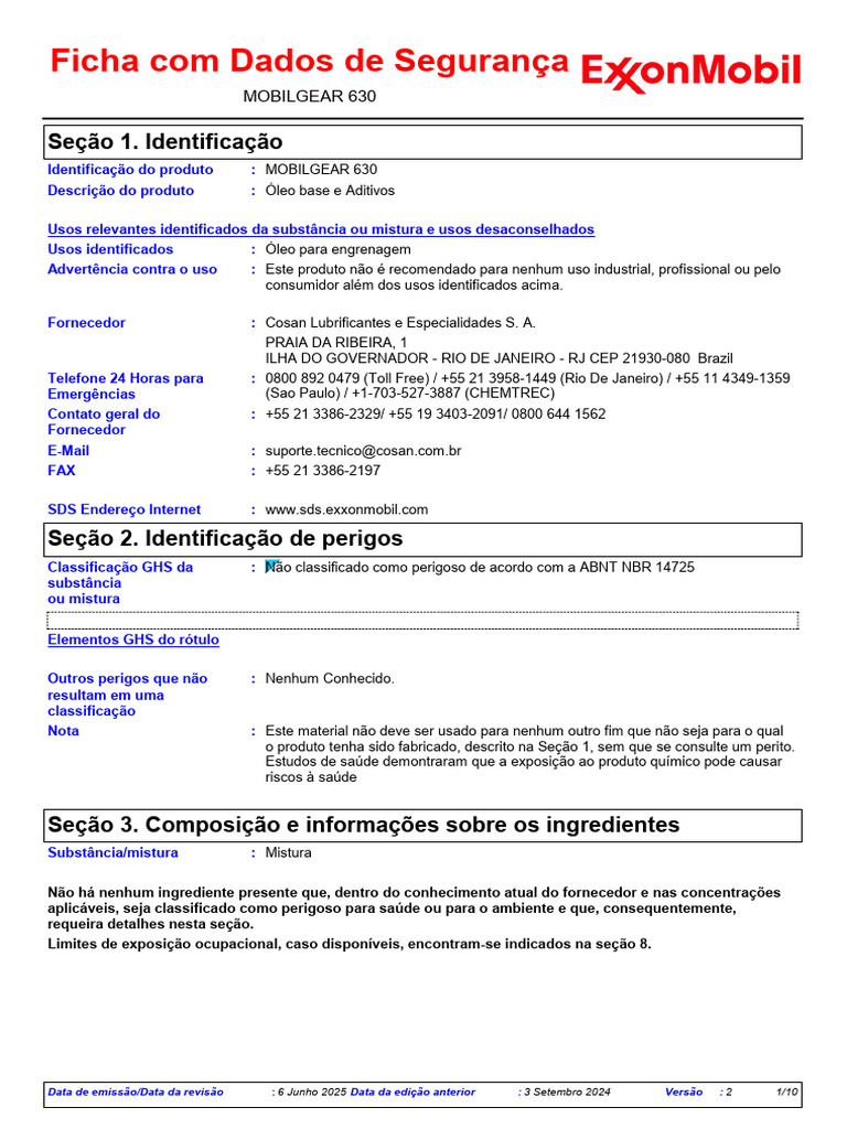 Oleo Lubr Min Exxonmobil Mobilgear 630 20L | PDF | Desperdício ...