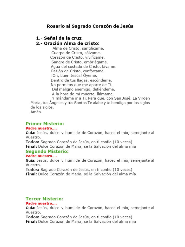 Rosario al Sagrado Corazón de Jesús | PDF | orador del Señor | Pecado