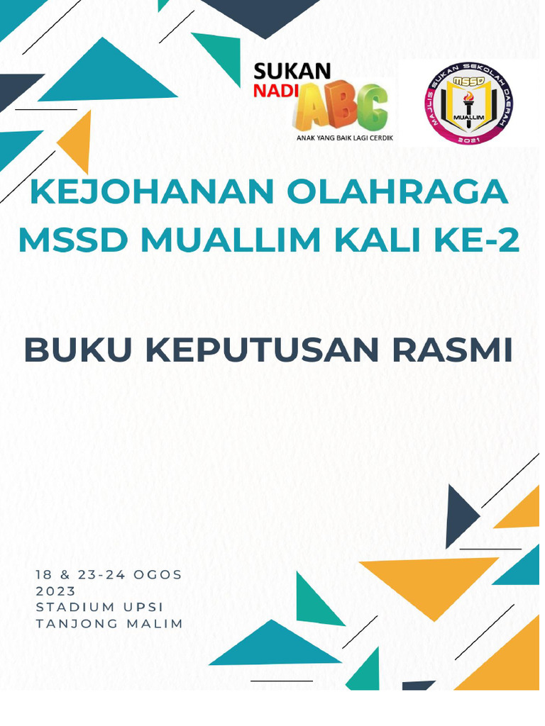 Buku Keputusan Rasmi Kejohanan Olahraga MSSD Muallim Kali Ke 2 | PDF