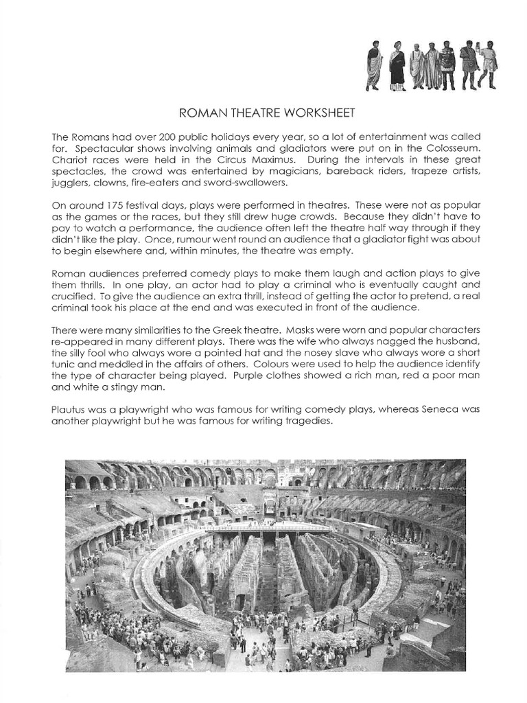 Roman Theatre Worksheet S1 and S2 | PDF