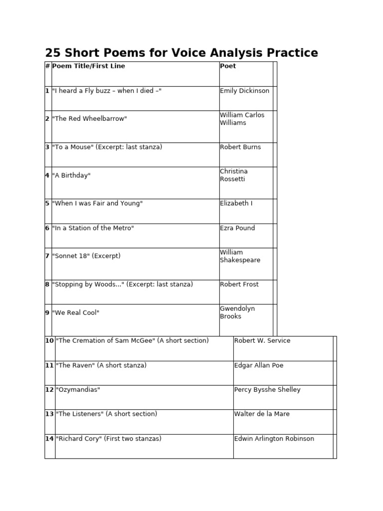 Short Poems for Voice Practice | PDF | Poetry | Robert Browning