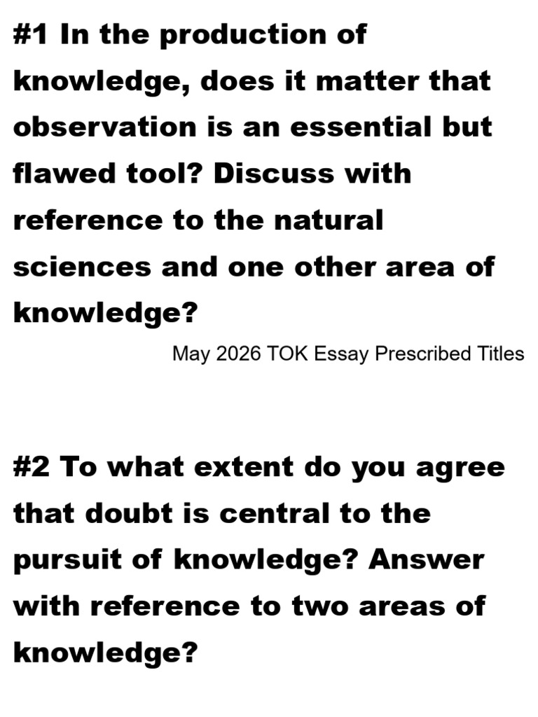 May 2026 TOK Essay Titles | PDF