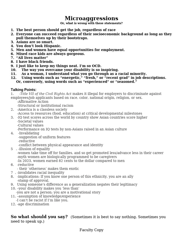 Microaggressions | PDF | Race (Human Categorization) | Minority Group