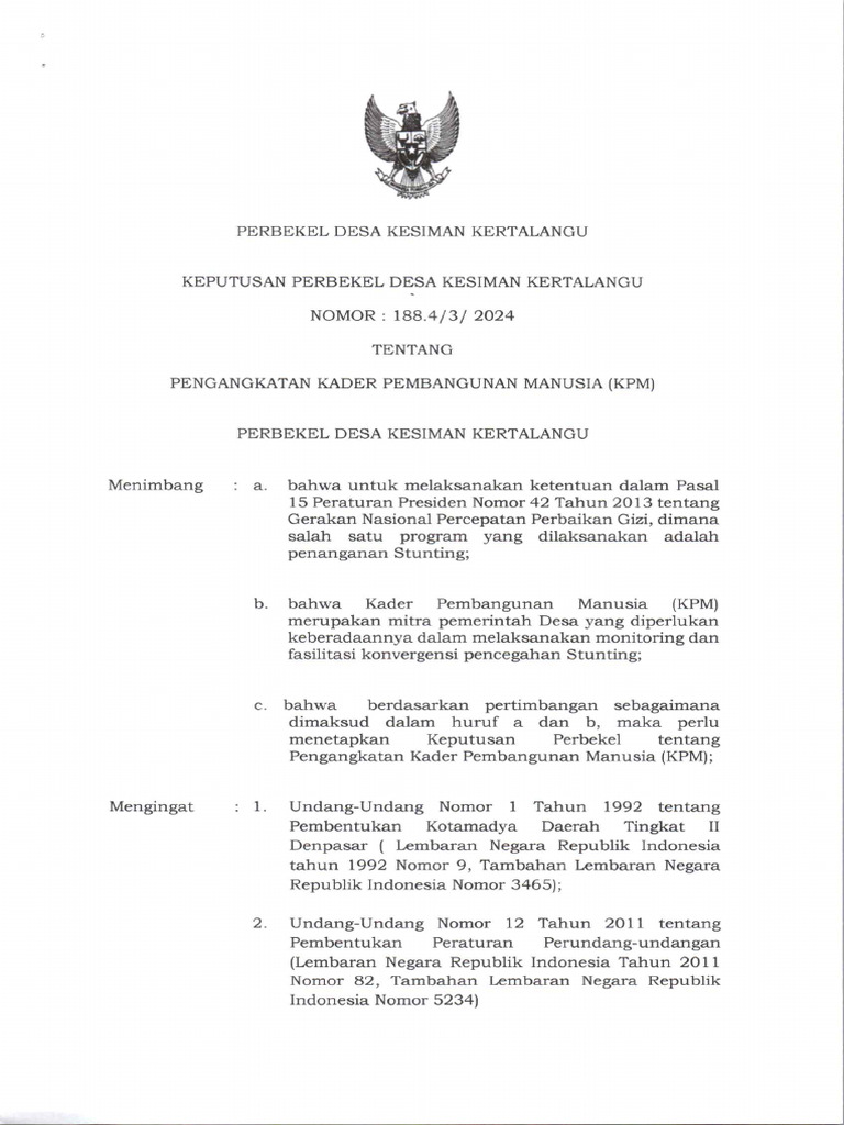 SK Pengangkatan Kader Pembangunan Manusia KPM 2024 660ca42cbbbbd | PDF