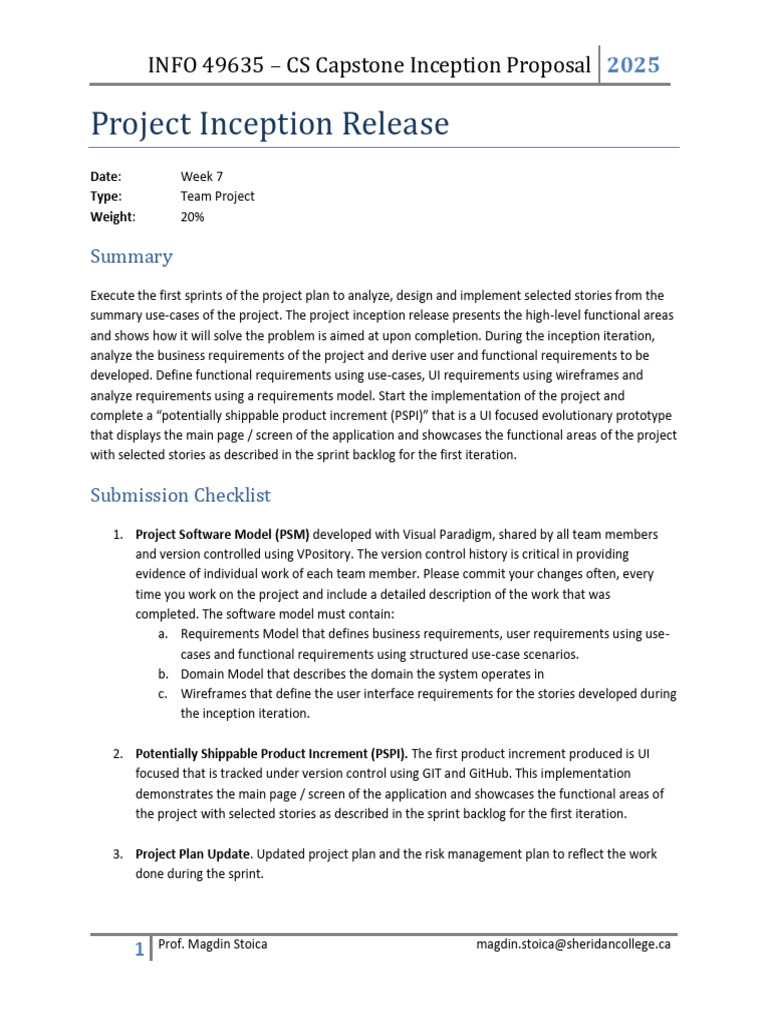 CS Capstone Inception Proposal 2025 | PDF | Use Case | User Interface