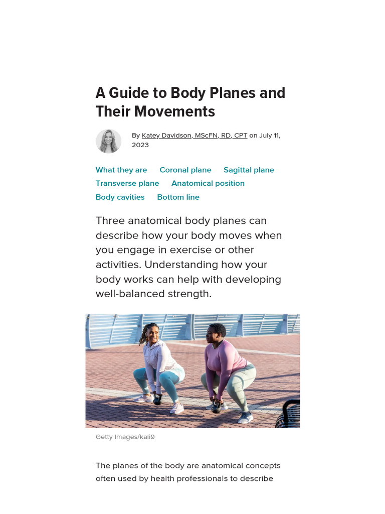 The 3 Anatomical Body Planes and The Movements in | PDF | Anatomical ...
