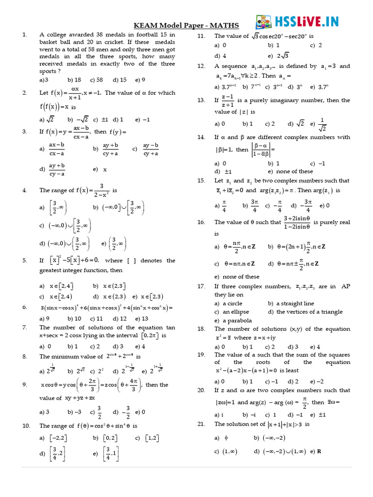 Hsslive Keam 2018 Model Question Paper Iqbal Sir | PDF | Elementary ...