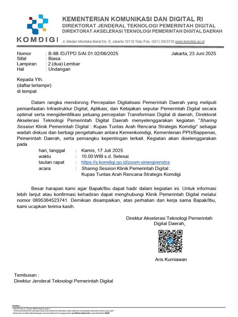 Undangan Sharing Session Digitalisasi Pemerintah | PDF