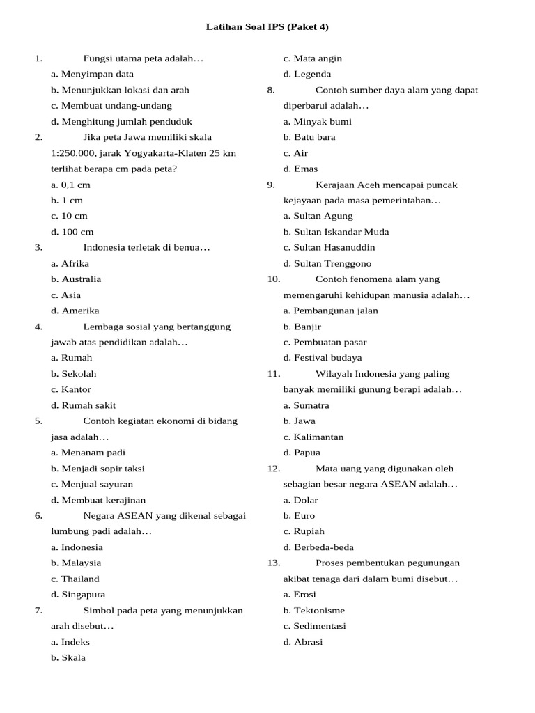 Latihan Soal IPS (Paket 4) | PDF
