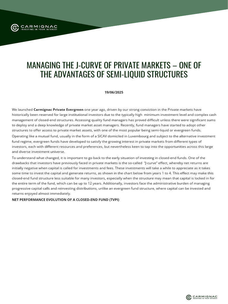 Managing The J Curve of Private Markets One of The Advantages of Semi ...