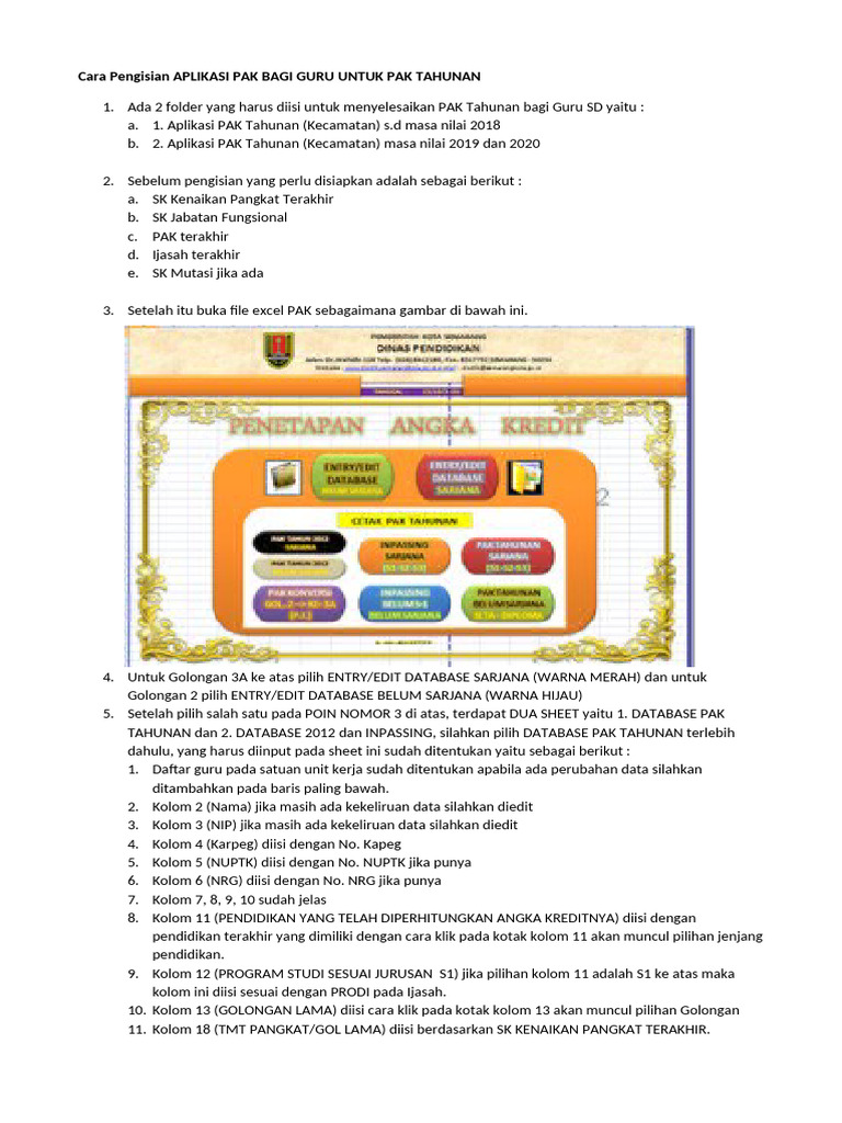 Panduan Pengisian Aplikasi PAK Guru | PDF