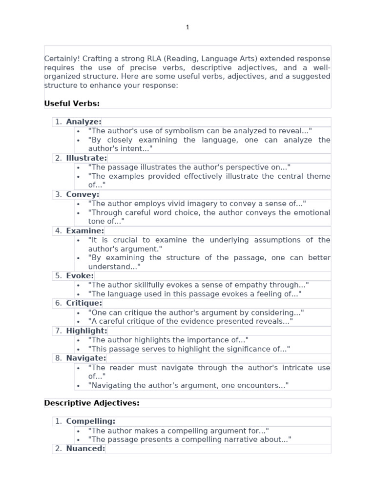 RLA Extended Response Writing Guide | PDF | Argument | Evidence