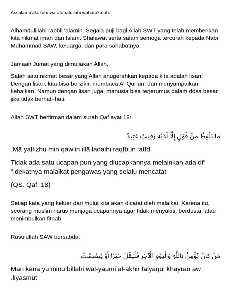 Siap! Berikut Versi Khutbah Jumat Singkat (Sekitar 4-5 Menit) Tentang ...