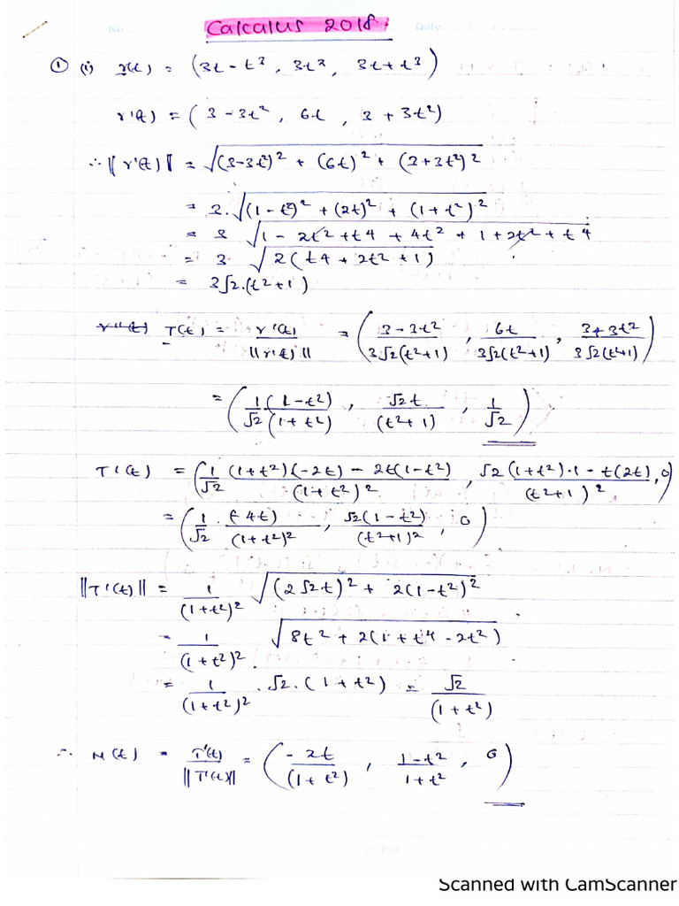 Calculus 2018 Answers | PDF
