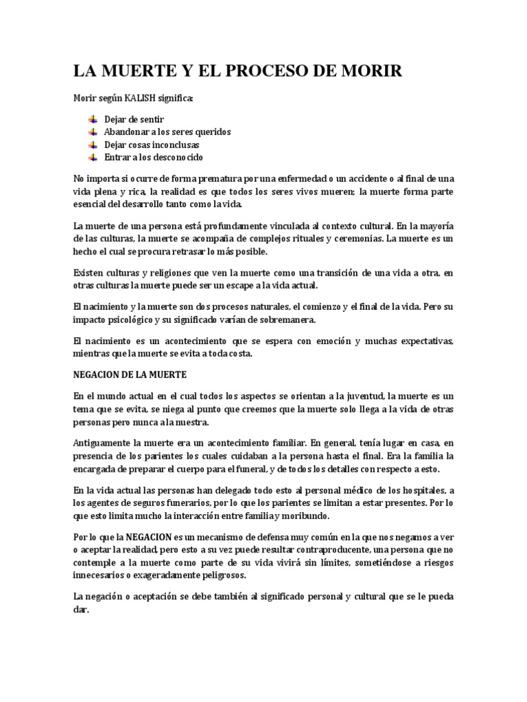 La Muerte y El Proceso de Morir | PDF | Muerte | Dolor