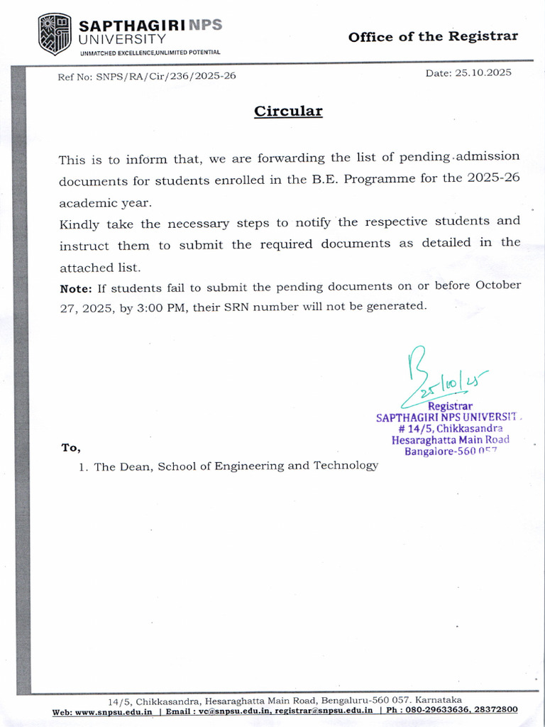 Pending Documents for Students | PDF