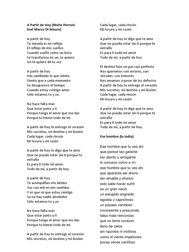 Letra de "A Partir de Hoy" | PDF | Músicos | Ocio