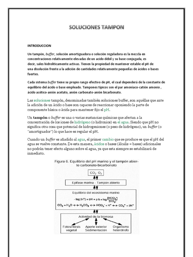 Soluciones Tampon | PDF | Solución tampón | Ph