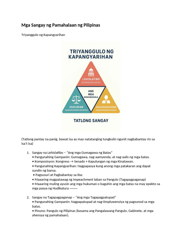 Mga Sangay NG Pamahalaan NG Pilipinas - Clawie | PDF
