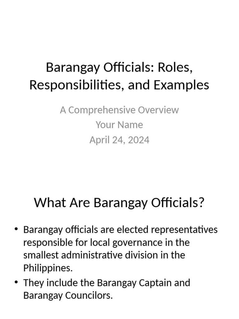 Barangay Officials Presentation | PDF