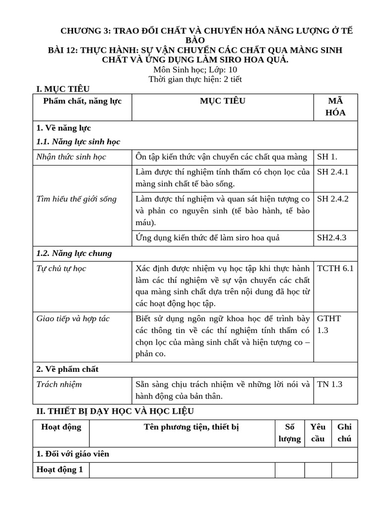 KHBD SGK Sh10 Bai 12 | PDF