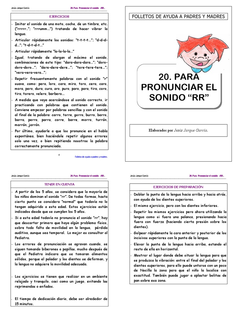 Ejercicios para pronunciar la letra R | PDF | Artes del Lenguaje y ...
