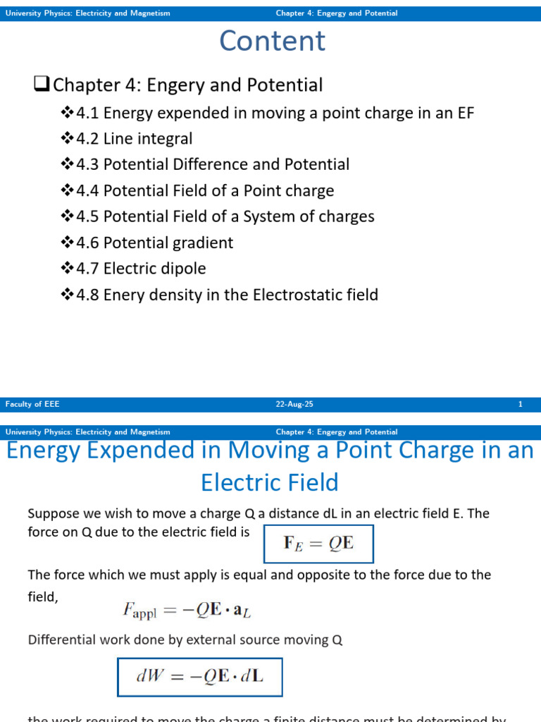 Energy and Potential in Electric Fields | PDF | Electric Field | Dipole