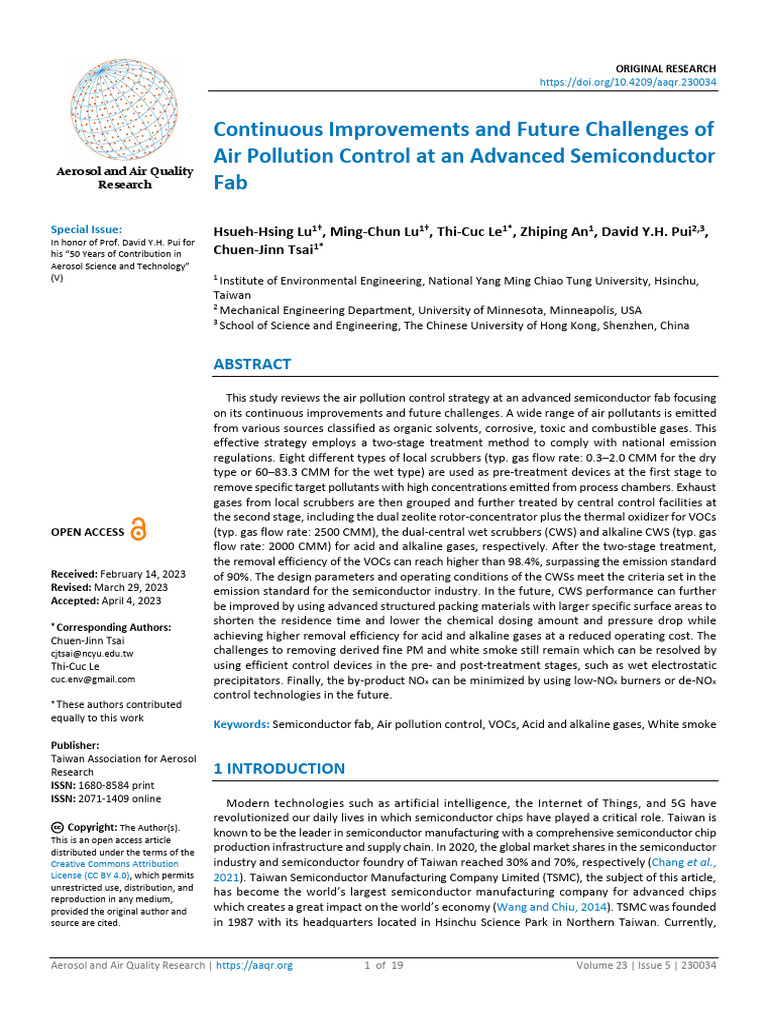 Continuous Improvements and Future Challenges of Air Pollution Control ...