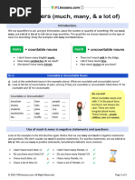 Much, Many, A Lot of Worksheet | PDF