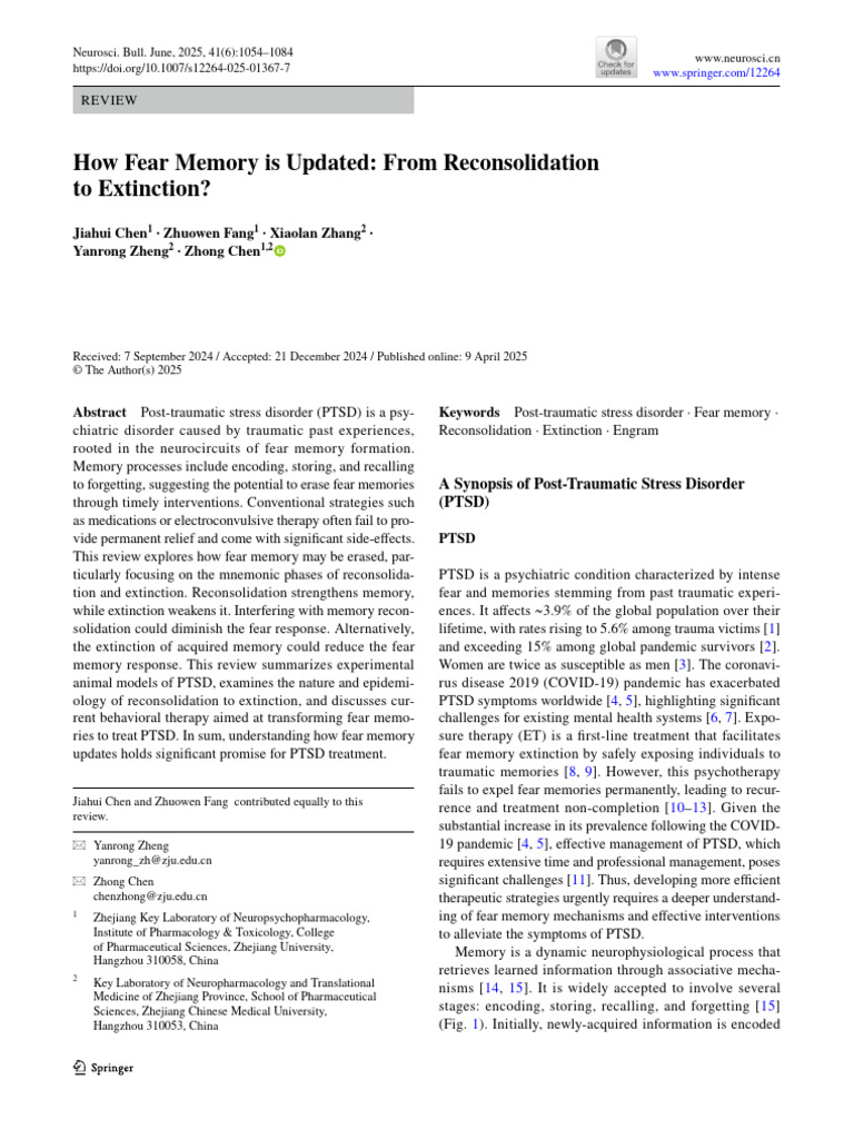 Fear Memory Updates in PTSD Treatment | PDF | Classical Conditioning ...